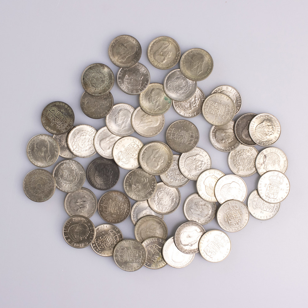 Mynt, 2 kr, 51 st, 40% silver | Auktion