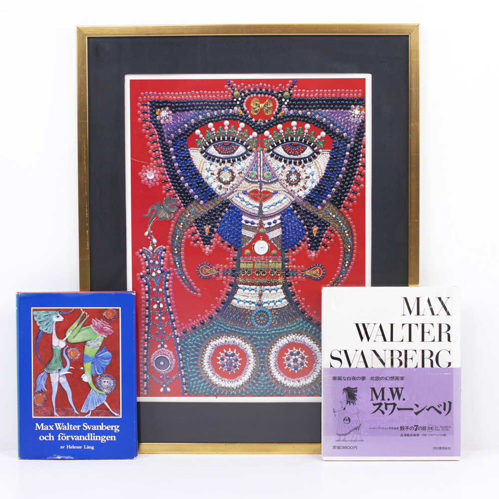 Max Walter Svanberg, signerat tryck, 2 st böcker | Auktion